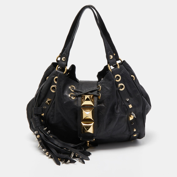 Mulberry | Bags | Mulberry X Giles Black Leather Spike Studded Shoulder ...